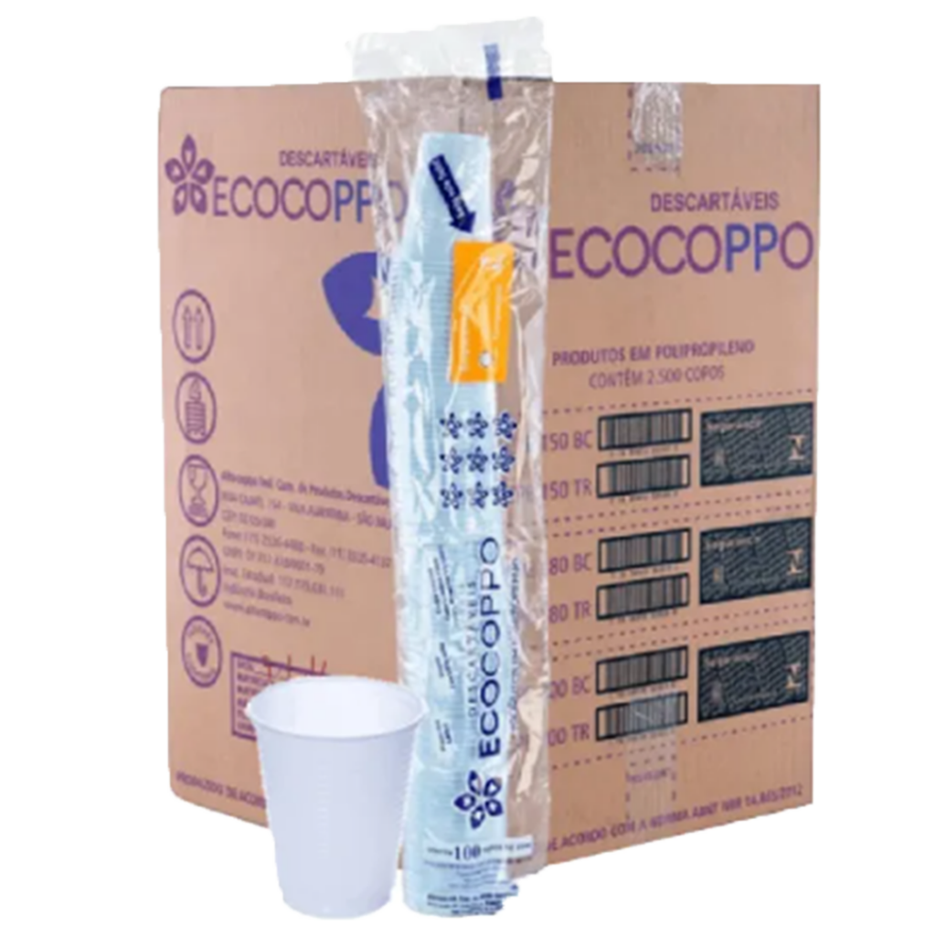 Copo ecocoppo 200ml branco - c/ 100 unidades - Melhoramentos Higiene