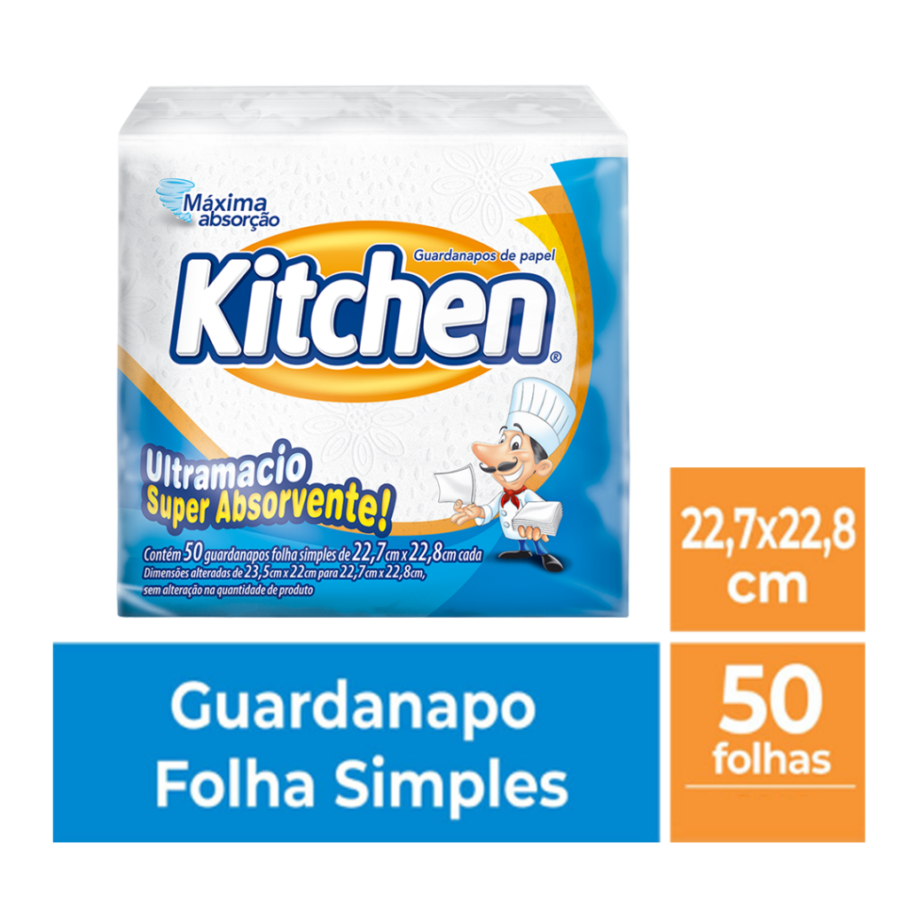 Guardanapo Kitchen Pequeno 22,7x22,8cm - 1 Pacote 50 Folhas ...