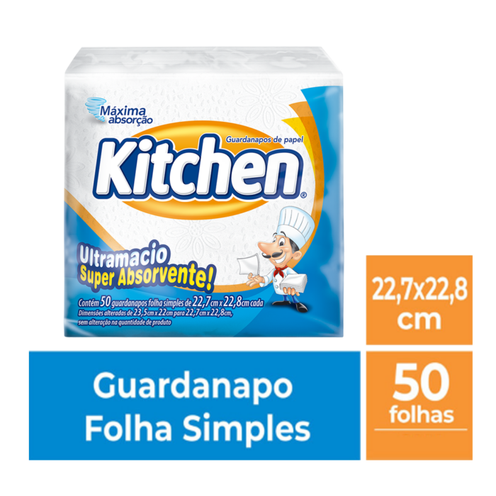 Guardanapo Kitchen Pequeno 22,7x22,8cm - 1 Pacote 50 Folhas ...