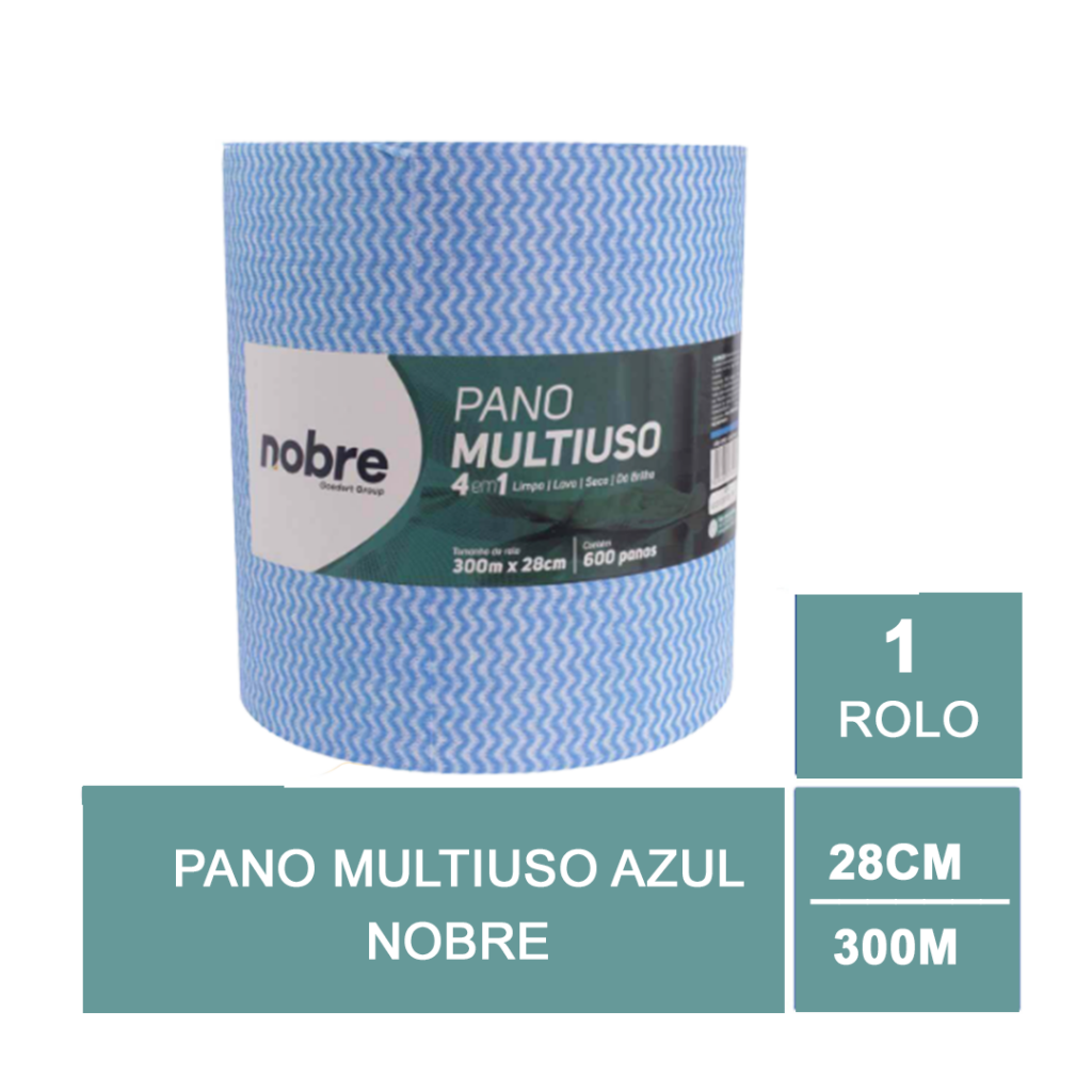 Pano Multiuso Azul Rolo 300 metros Perflex com 600 panos de 28x50cm 35g ...